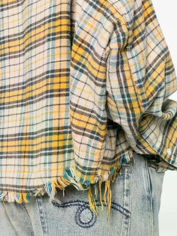 R13 Plaid Frayed Shirt - Yellow