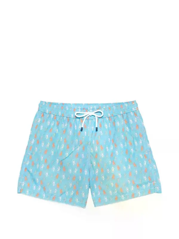 Fedeli Lizard Print Swim Shorts - Blue