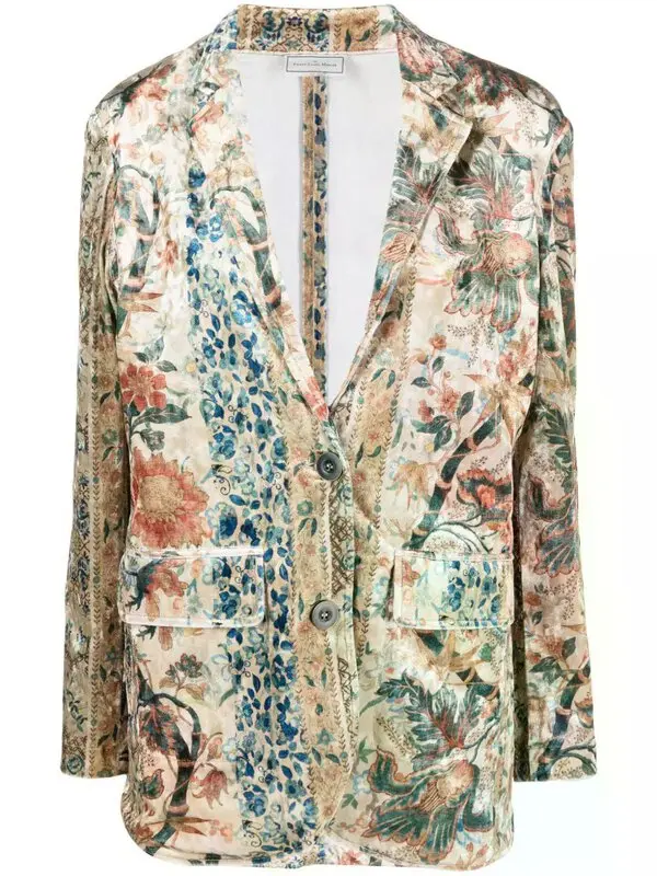 PIERRE-LOUIS MASCIA Floral Print Single-breasted Blazer - Neutrals