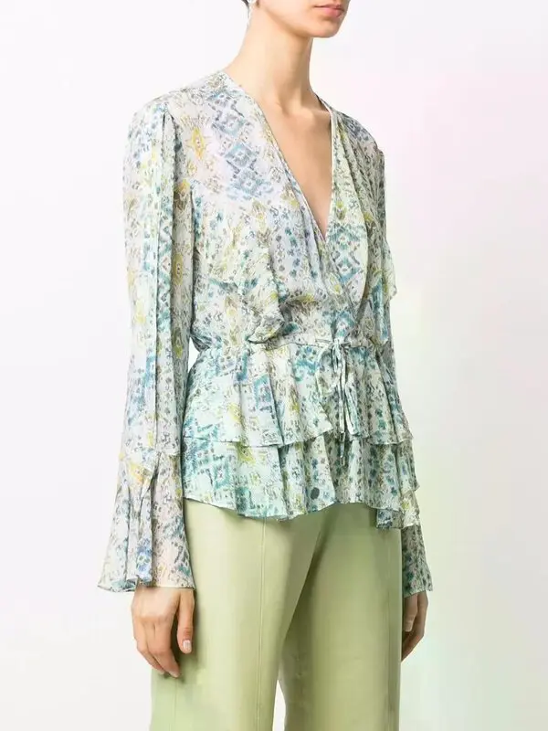Patrizia Pepe Abstract-print Ruffled Blouse