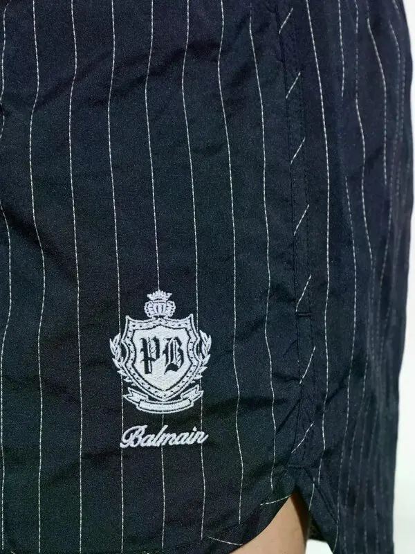 Balmain Pinstripe Swim Shorts