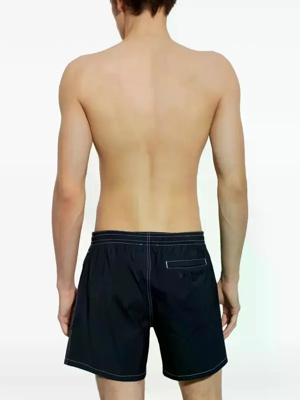 Balmain Topstitch Logo Swim Shorts