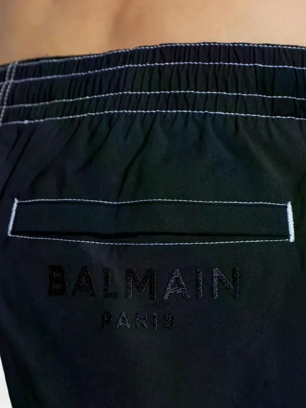 Balmain Topstitch Logo Swim Shorts