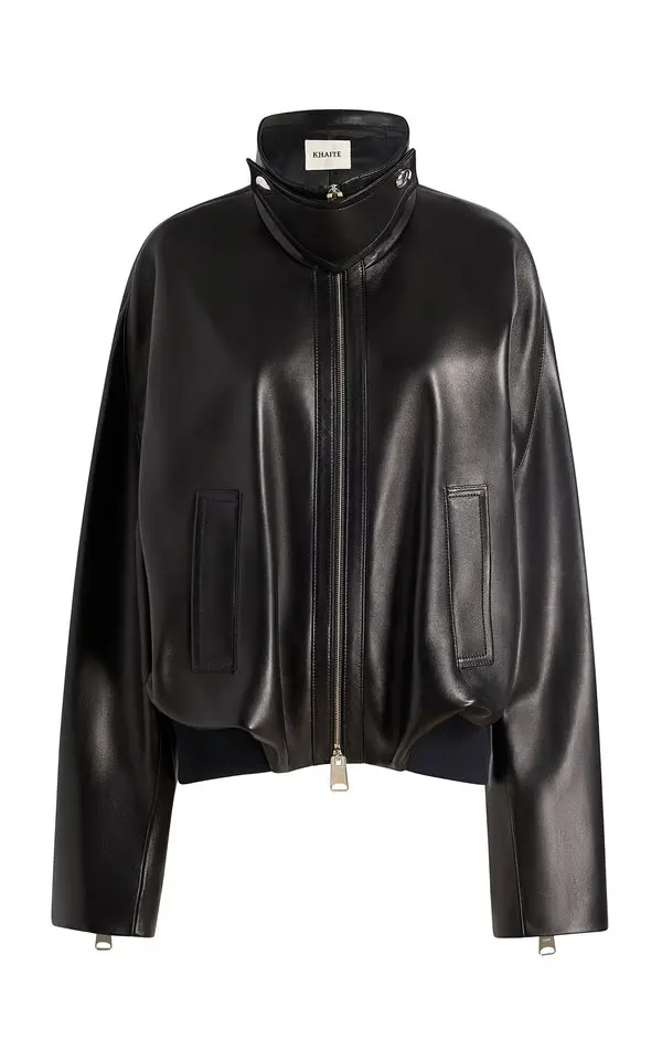 Khaite Hamett Plonge Leather Biker Jacket - Black