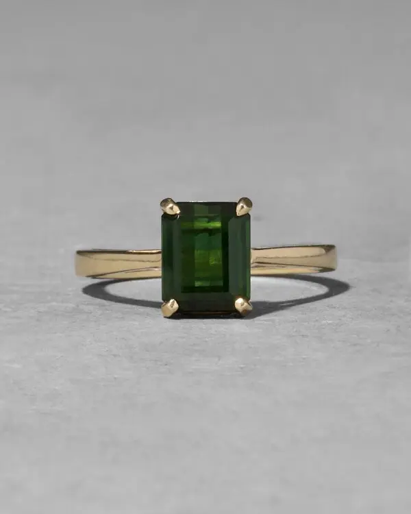 Alexis Bittar Vintage 1980s 14k & Emerald Cut Tourmaline Ring - Gold