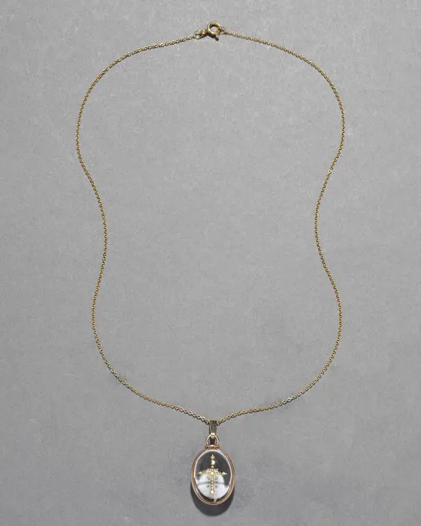Alexis Bittar Antique 14k Cross With Quartz Pendant Necklace - Gold