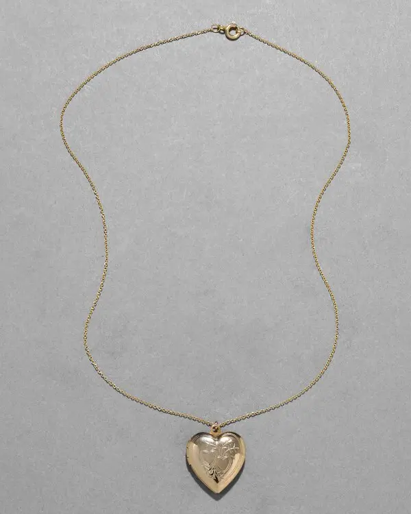 Alexis Bittar Vintage 1940s 14k Fill Filigree Heart Locket Necklace - Gold