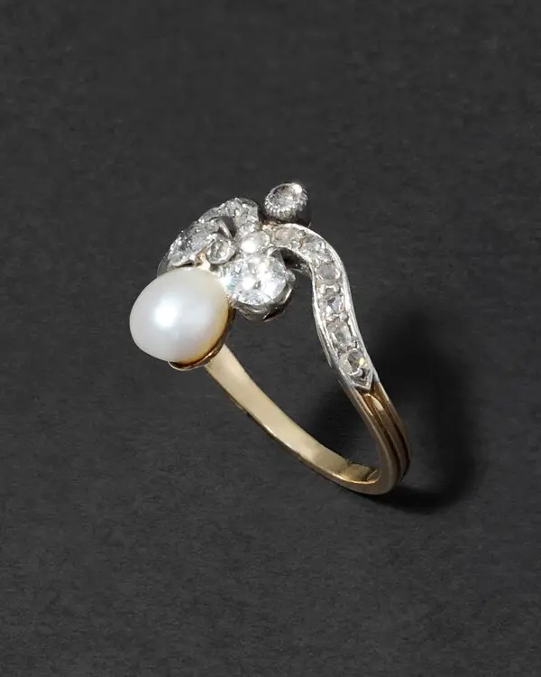 Alexis Bittar Antique 14k Pearl And Diamond Ring - Gold