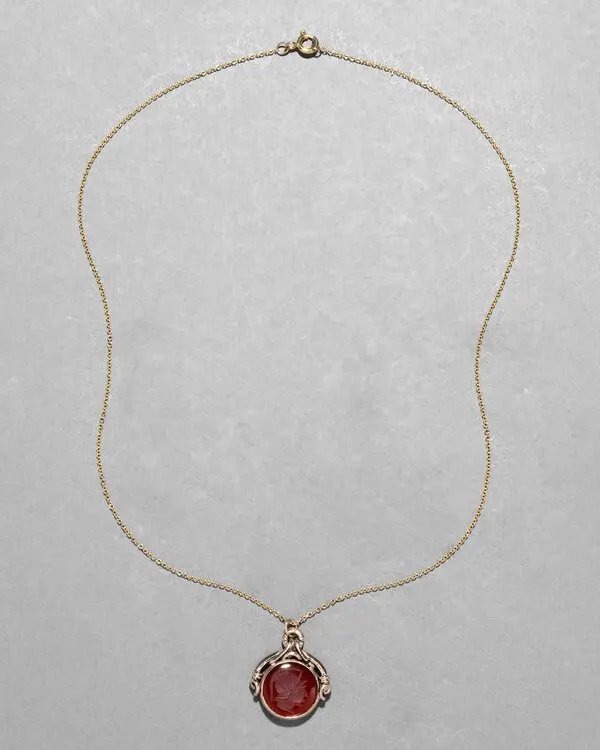 Alexis Bittar Antique Victorian Carnelian Intaglio Pendant Necklace - Gold