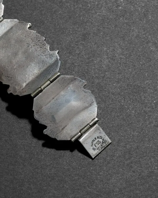 Alexis Bittar Vintage 1930s Sterling & Green Onyx Link Bracelet