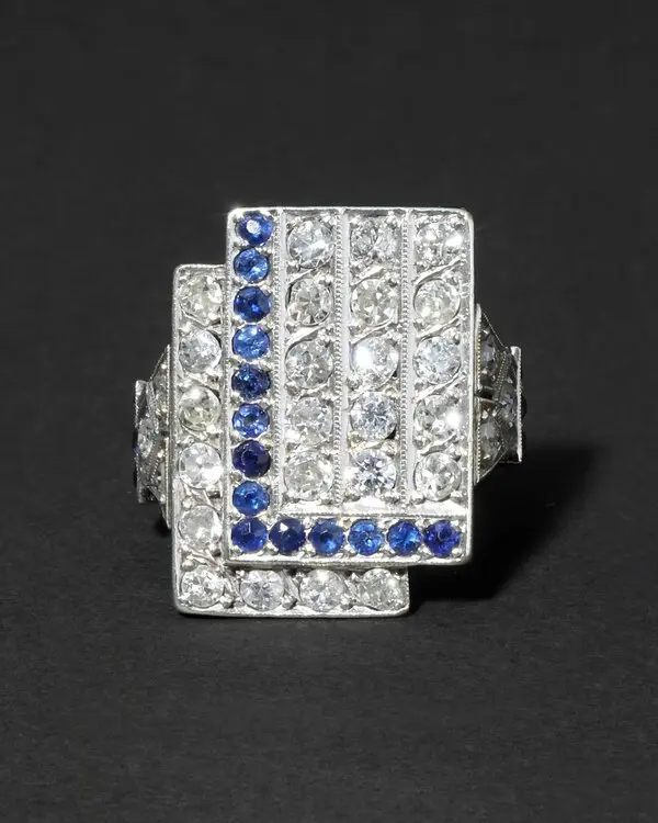 Alexis Bittar Vintage 1930s 14k Ring With Sapphire And Diamond - Gold