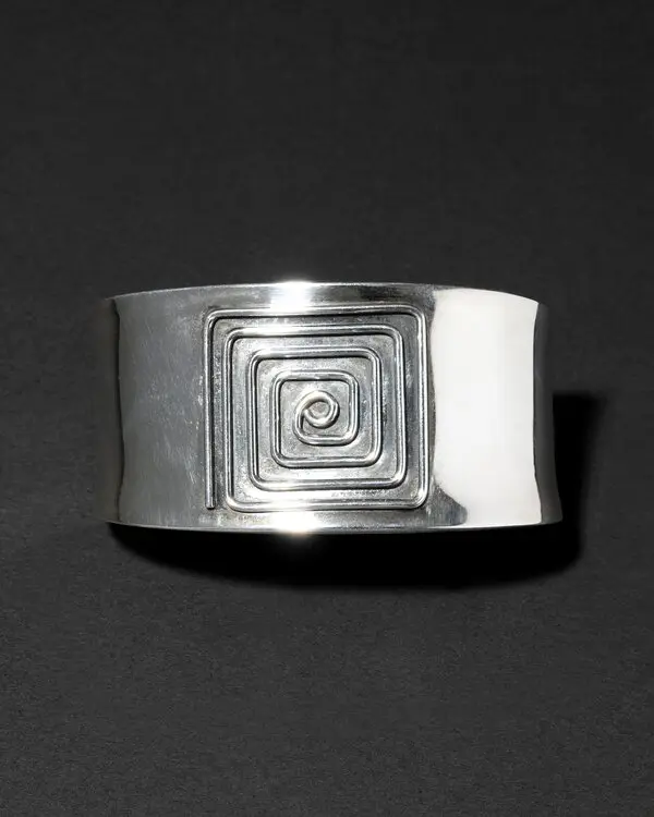 Alexis Bittar Vintage 1980s Mexican Sterling Modernist Cuff Bracelet - Silver
