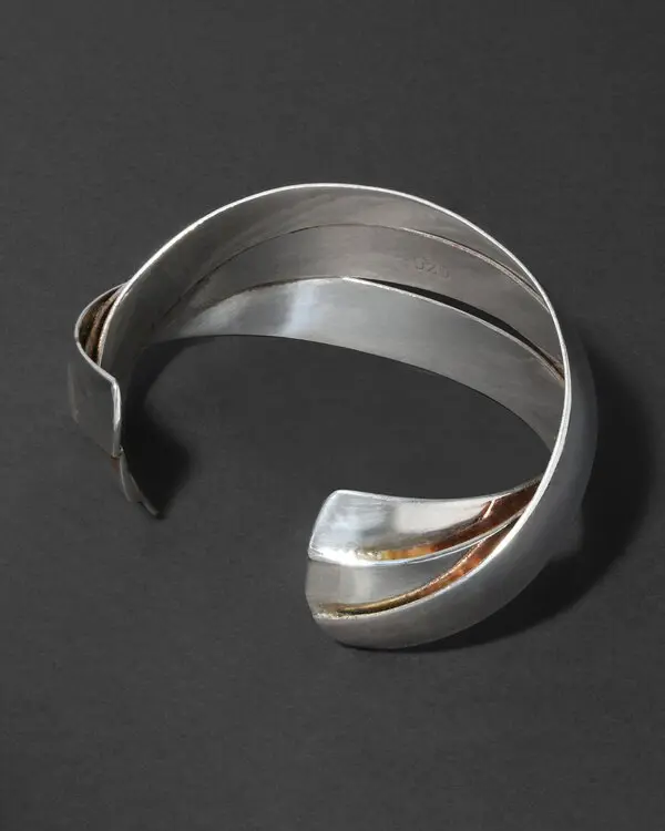Alexis Bittar Vintage 1980s Sterling Orbiting Ribbon Cuff Bracelet