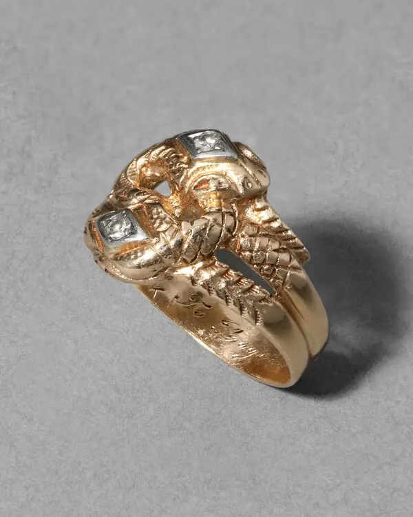 Alexis Bittar Antique 1800s Diamond Double Snake Ring - Gold
