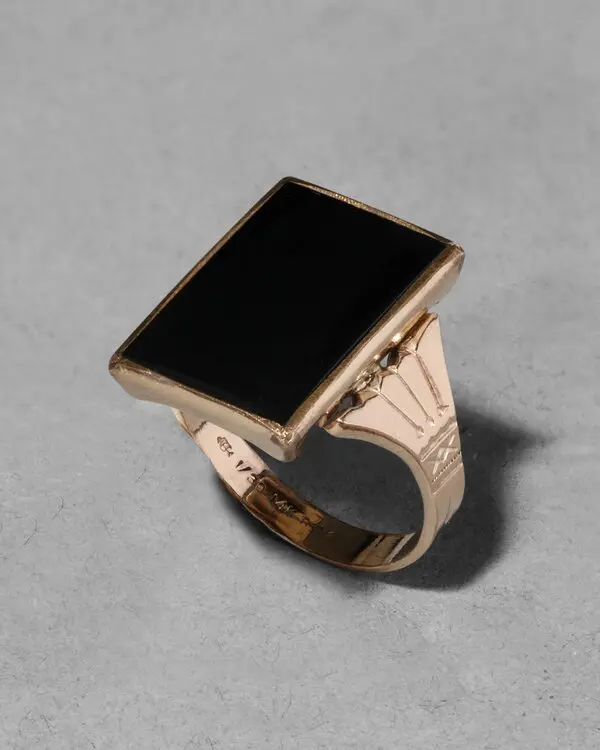 Alexis Bittar Antique Victorian 14k Fill & Onyx Ring - Gold