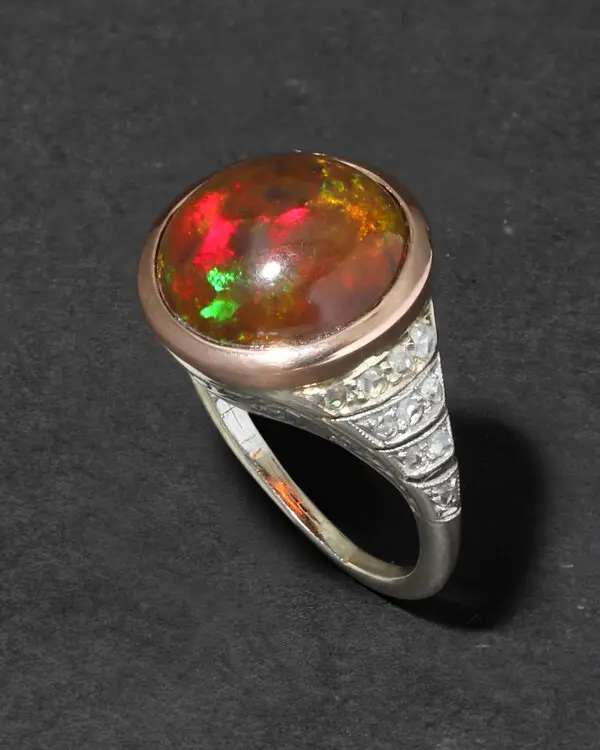 Alexis Bittar Antique Edwardian 1910s Opal And Diamond Ring - Gold