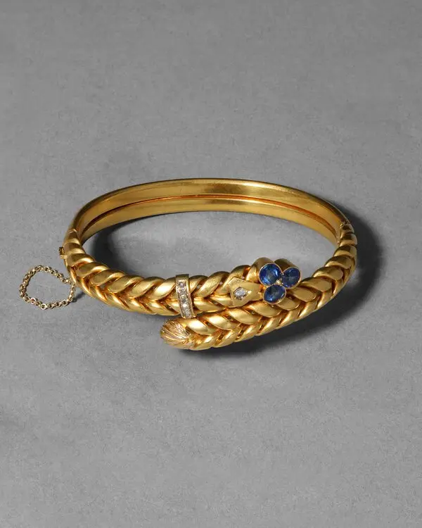 Alexis Bittar Antique 1870s Sapphire & Rose Cut Diamond Bracelet - Gold