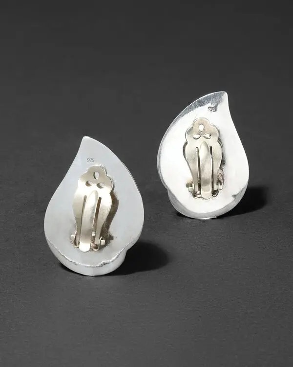 Alexis Bittar Vintage Sterling Leaf Clip-on Earrings - Silver