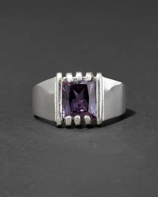 Alexis Bittar Vintage 1980s Sterling And Amethyst Ring - Silver
