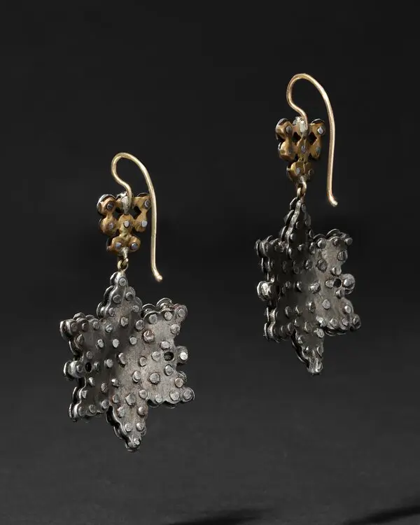 Alexis Bittar Cut Steel Flower Wire Drop Earrings - Gold