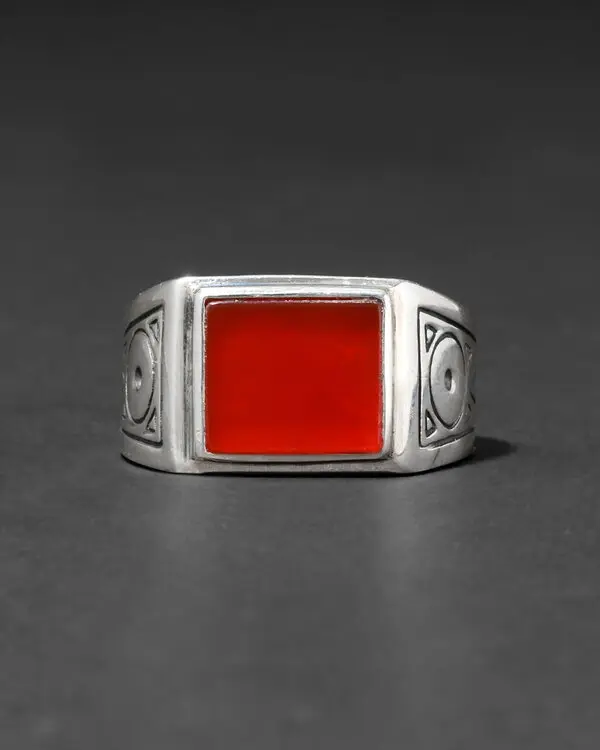 Alexis Bittar Vintage Sterling Ring With Carnelian - Silver