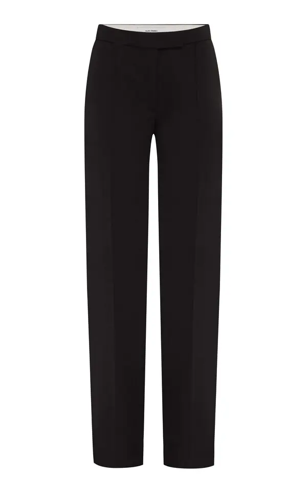 Alex Perry Pleated Straight-leg Wool Pants - Black
