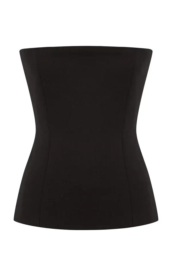Alex Perry Longline Corset Wool Top - Black