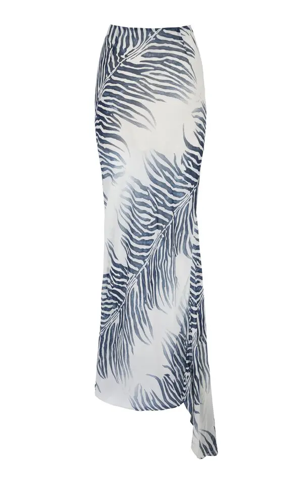 DE LA VALI Diosa Zebra Georgette Maxi Skirt