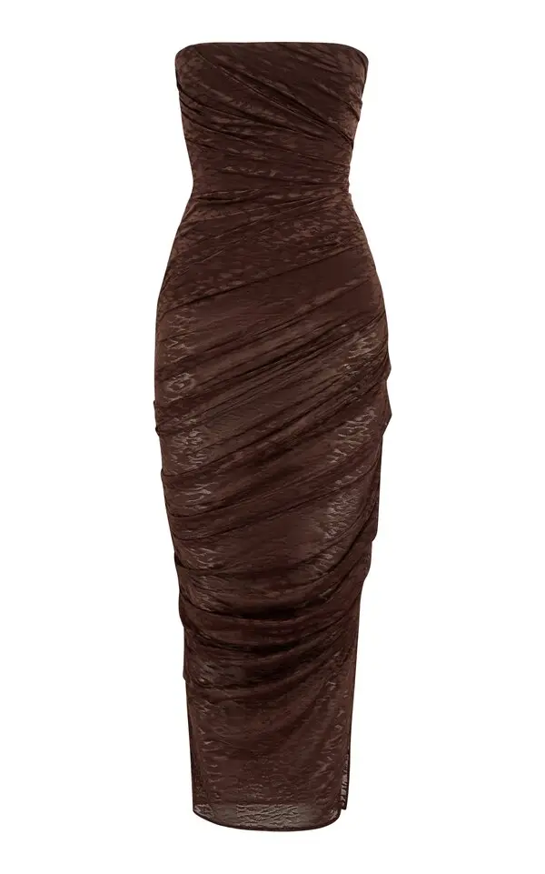 Alex Perry Leopard Lace Tucked Midi Dress