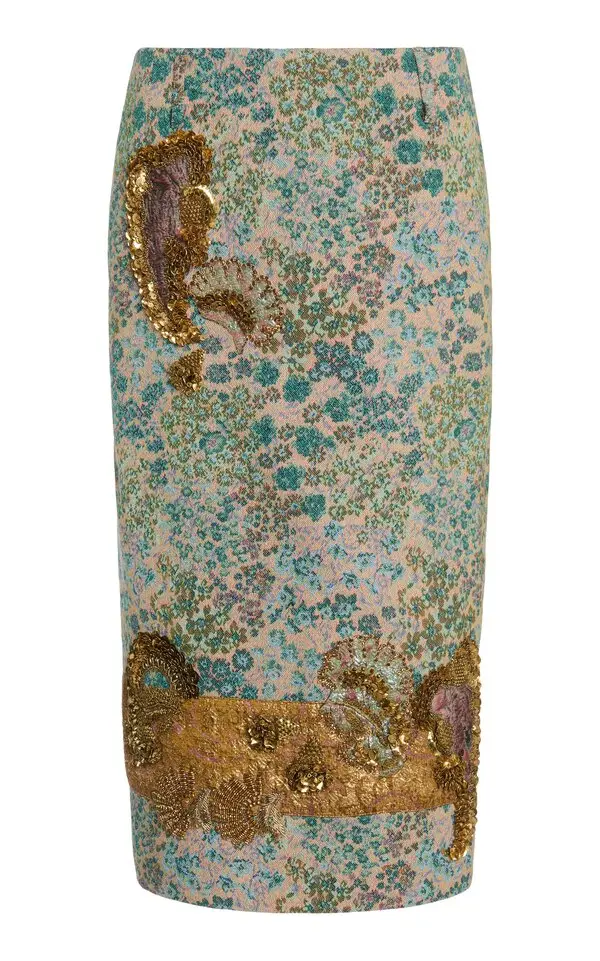 Dries Van Noten Sentista Embellished Midi Skirt - Blue
