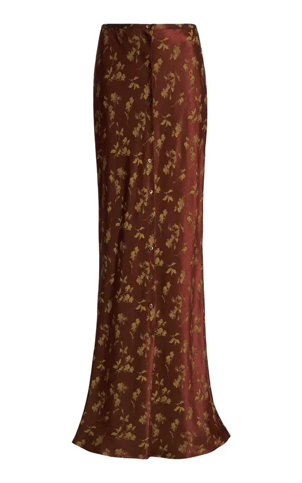 Dries Van Noten Maxi Skirt With Slit - Brown