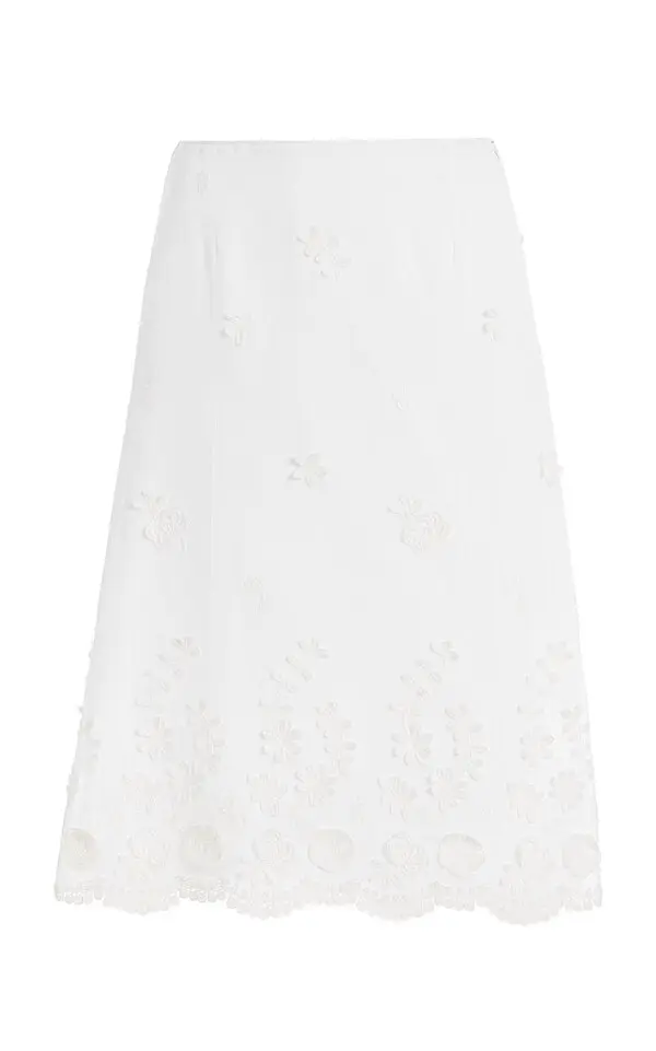 Altuzarra Malik Embellished Cotton Midi Skirt - White