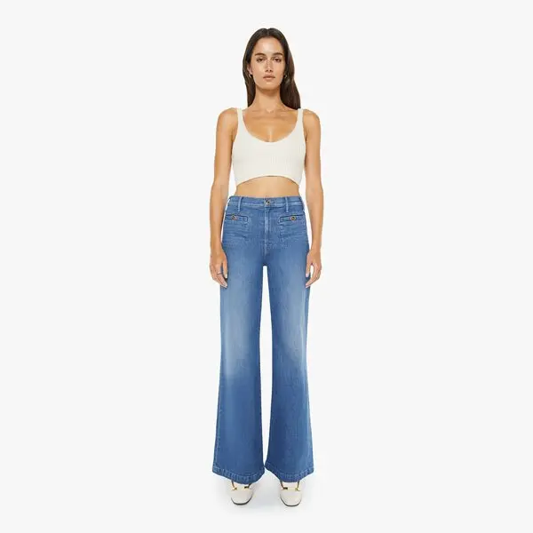 MOTHER The Stashed Hustler Roller Sneak Jeans - Blue