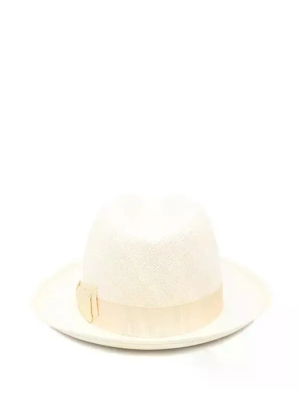 Borsalino Federico Straw Hat With Ribbon Detail - Neutrals
