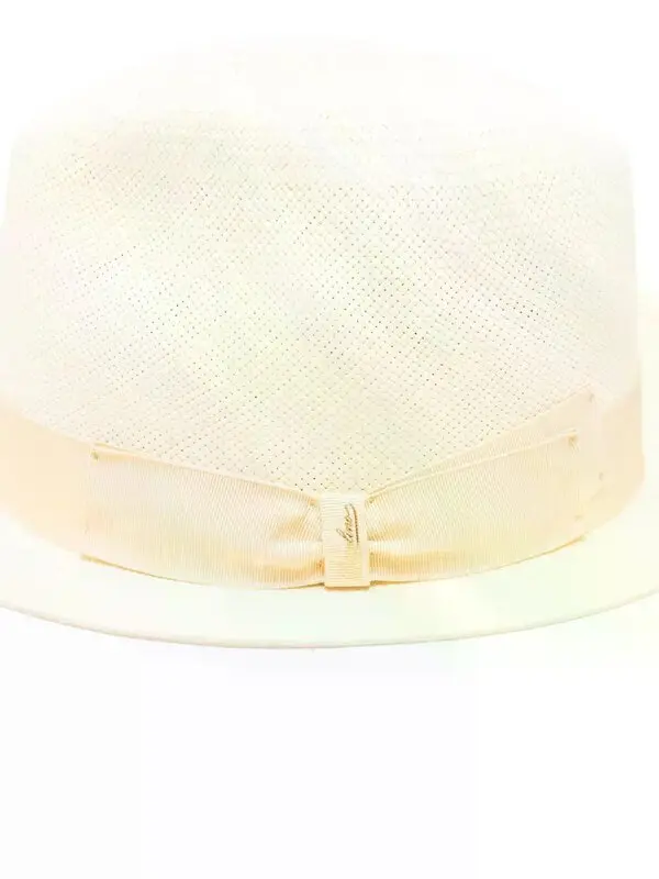 Borsalino Federico Straw Hat With Ribbon Detail - Neutrals