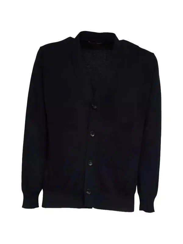 FILIPPO DE LAURENTIIS Ribbed V-neck Cardigan - Blue