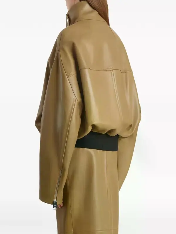 Khaite Hamett Nappa Leather Bomber Jacket - Neutrals