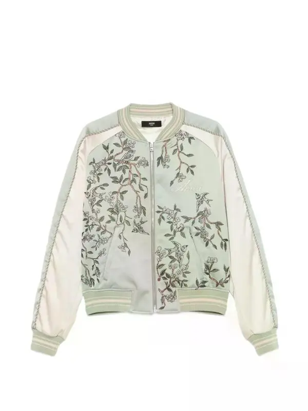 Amiri Floral Embroidered Bomber Jacket - Green