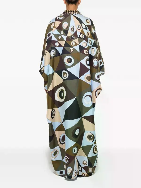 Emilio Pucci Occhi-print Silk Kaftan With Embroidered Collar