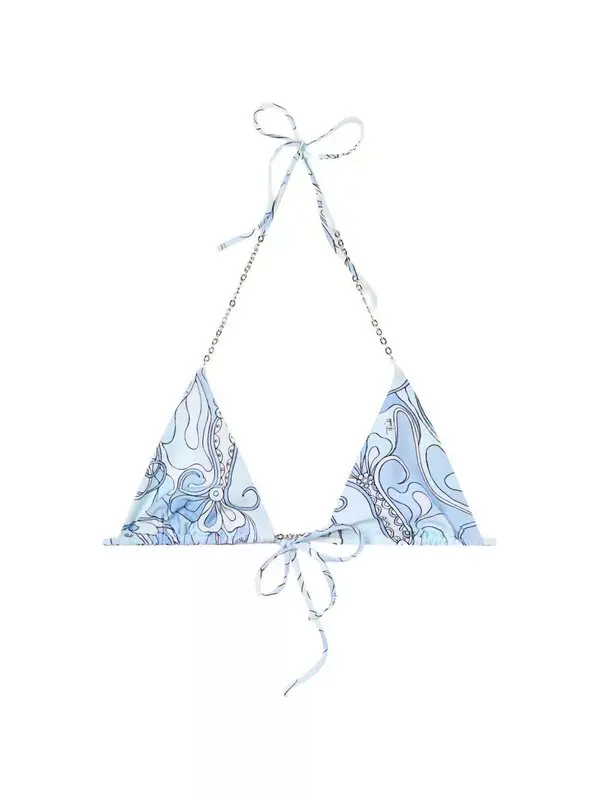 Emilio Pucci Orchidee-print Triangle Bikini Top - Blue