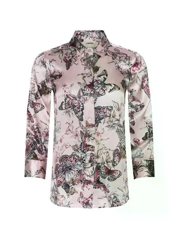 L'Agence Dani Butterfly-print Blouse - Pink