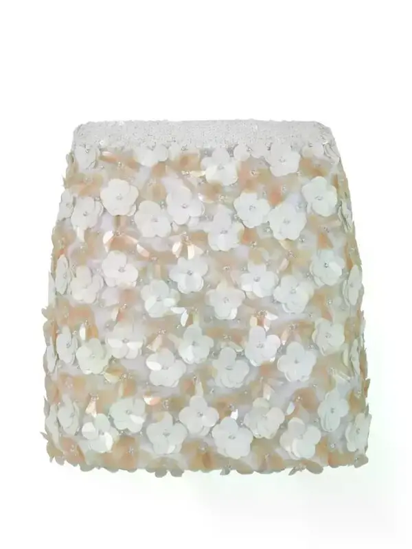 P.a.r.o.s.h Floral-appliqué Skirt - White