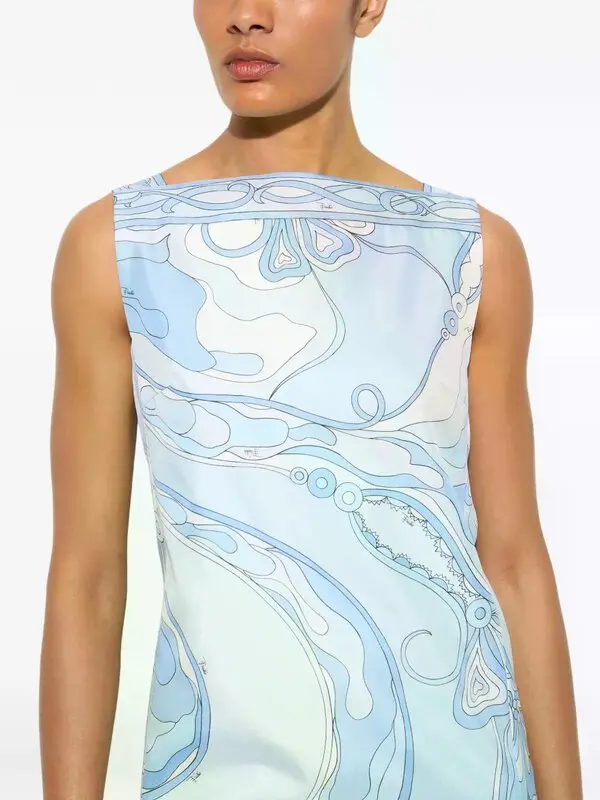 Emilio Pucci Orchidee-print Silk Dress - Blue