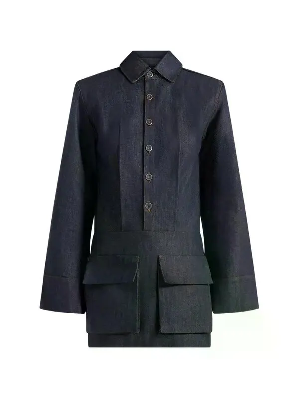 Manière De Voir Indigo Cargo Shirt Mini Dress - Blue