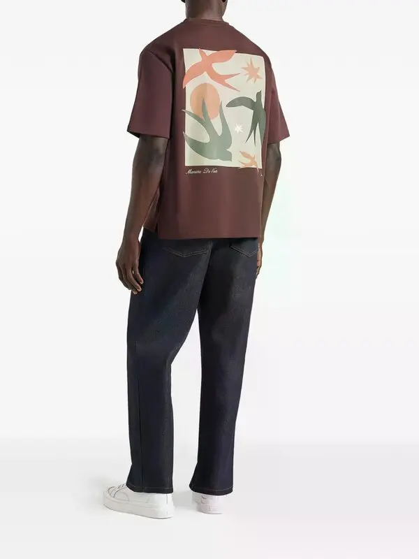 Manière De Voir Thibault Bird-detail Cotton T-shirt - Brown
