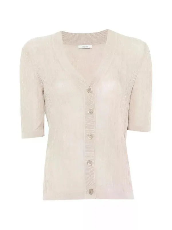 JOSEPH Button V-neck Cardigan - Neutrals