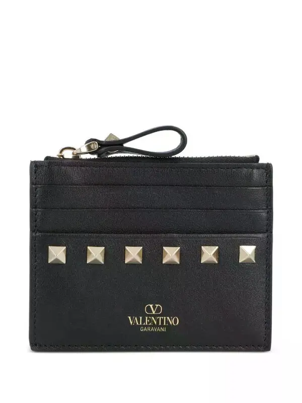 Valentino Garavani Rockstud Zipped Leather Cardholder - Black