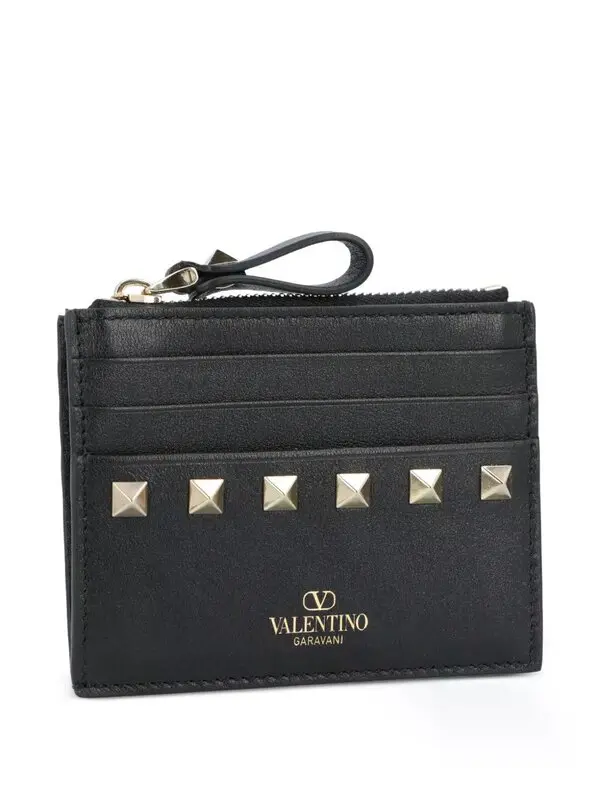 Valentino Garavani Rockstud Zipped Leather Cardholder - Black