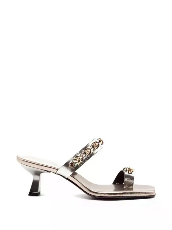 DONNARÌ Laminated Chain Strap Sandals
