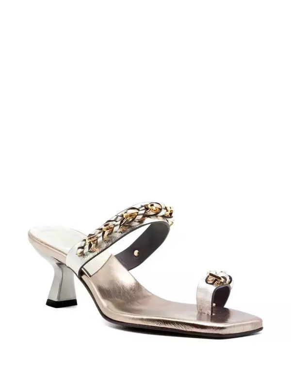 DONNARÌ Laminated Chain Strap Sandals